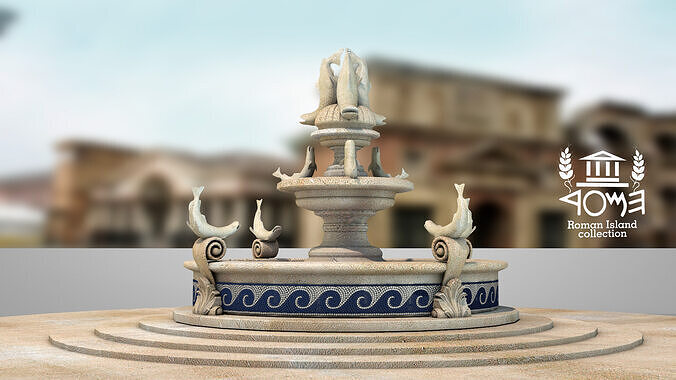 Fish Fountain - Roman Island 3D model | CGTrader