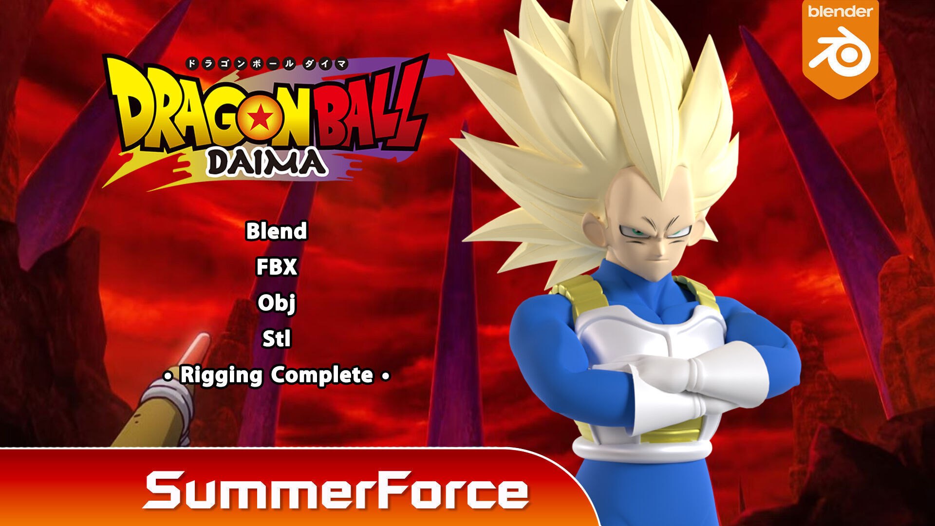 Vegeta Super Saiyan 3 - Dragonball Daima 3D model rigged | CGTrader