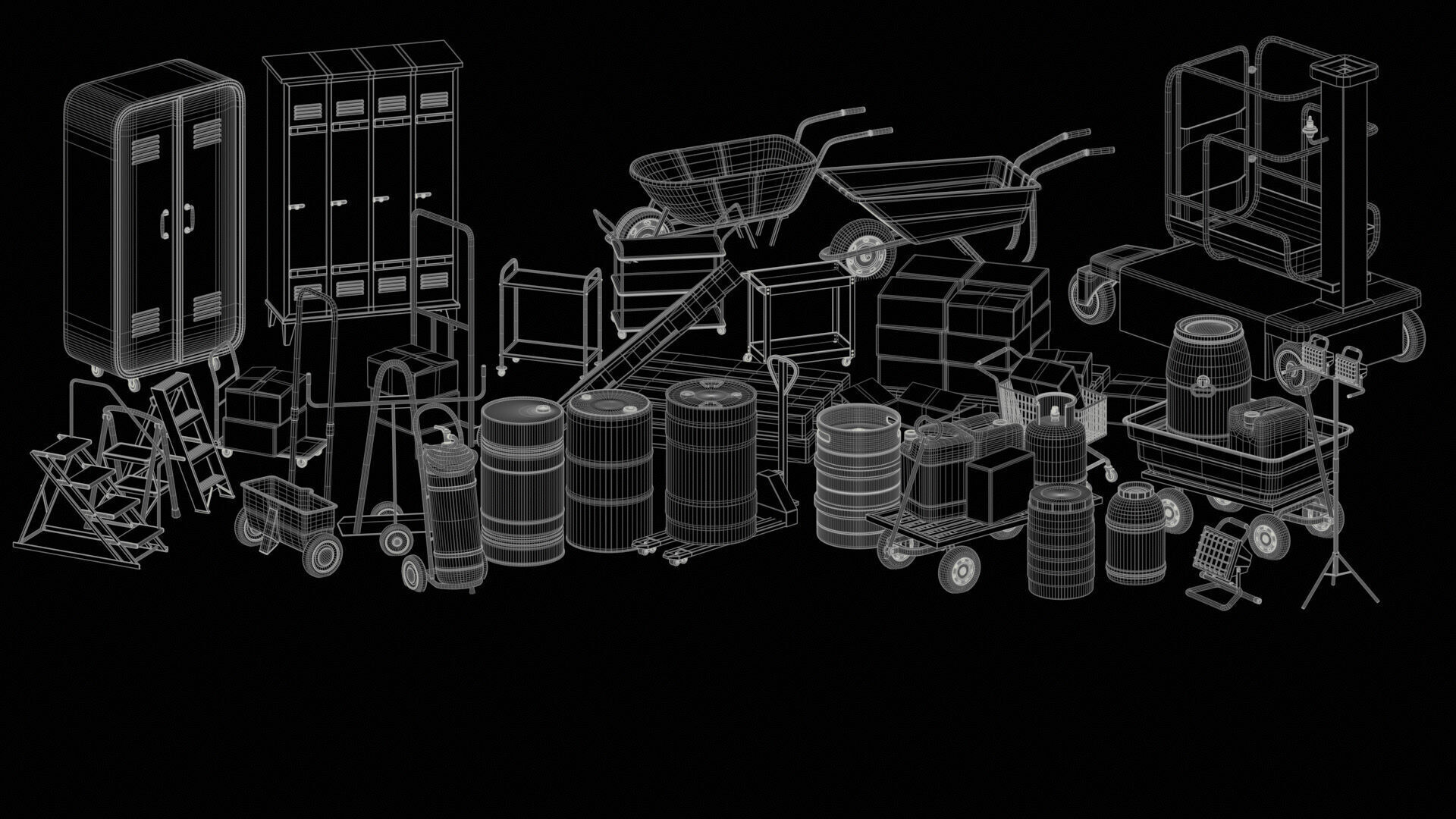 3D model 36 Warehouse Props VR / AR / low-poly | CGTrader