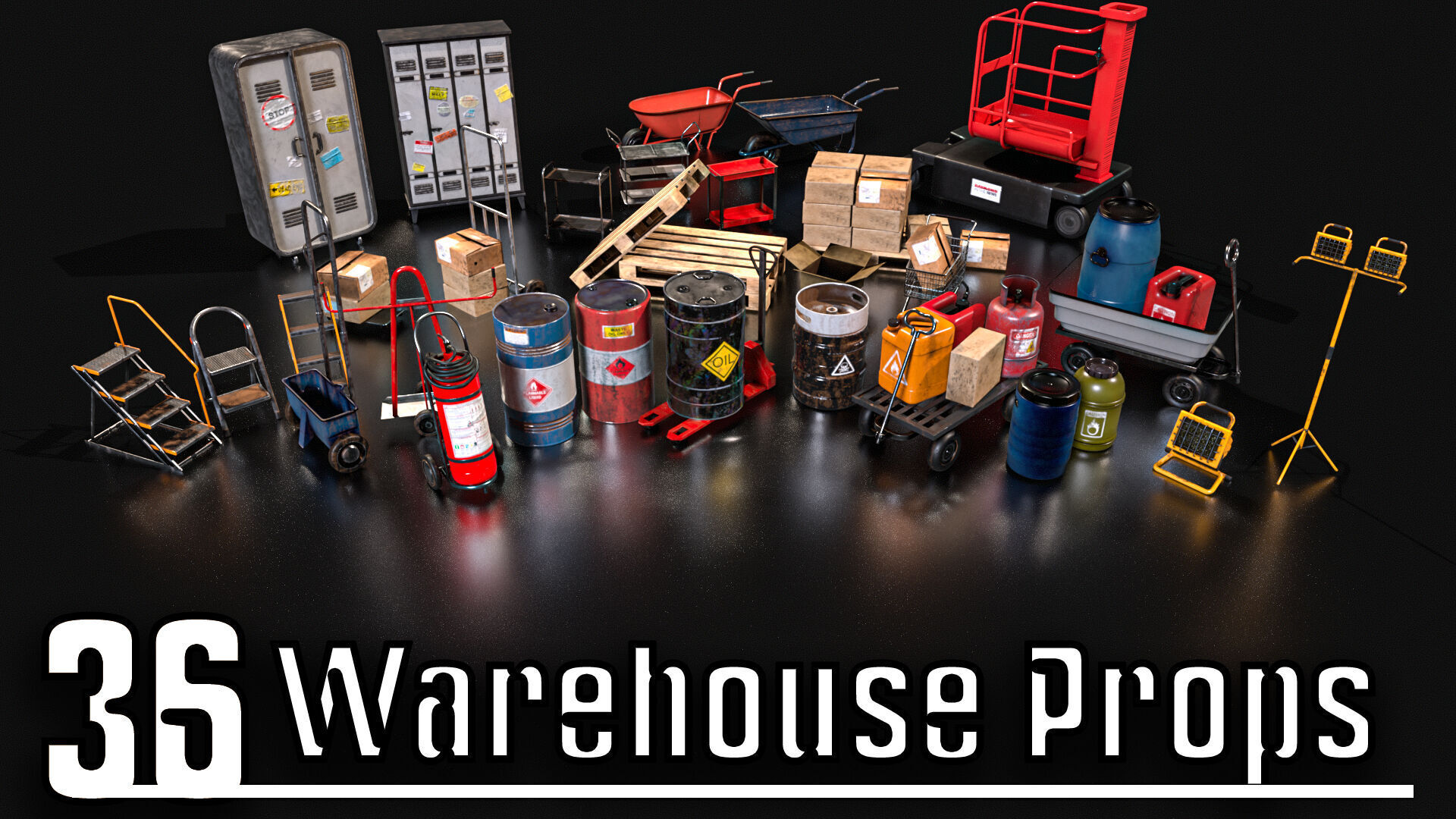 3D model 36 Warehouse Props VR / AR / low-poly | CGTrader