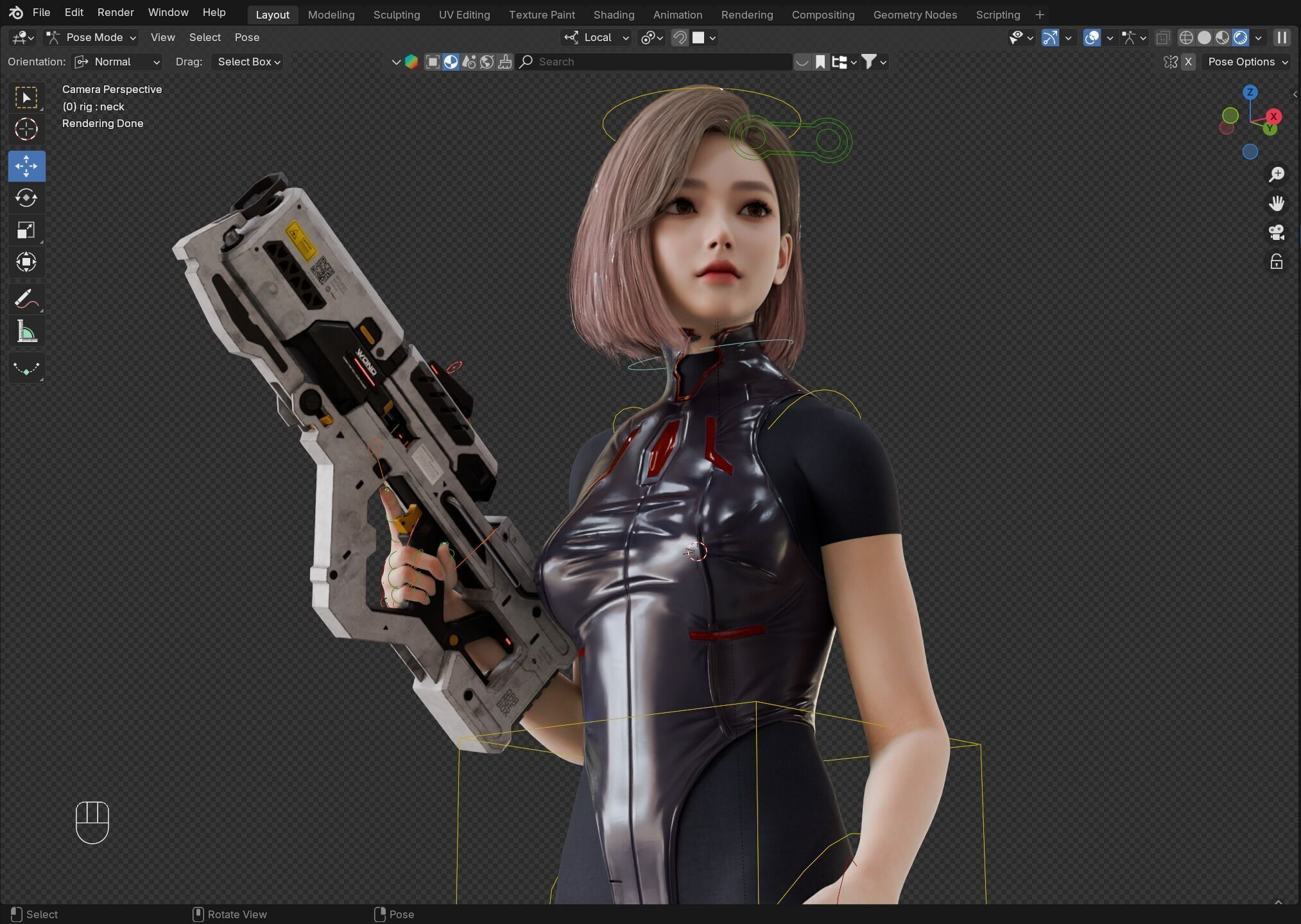 Cyber Girl Fully Rigged Free 3D model free 3D model rigged | CGTrader