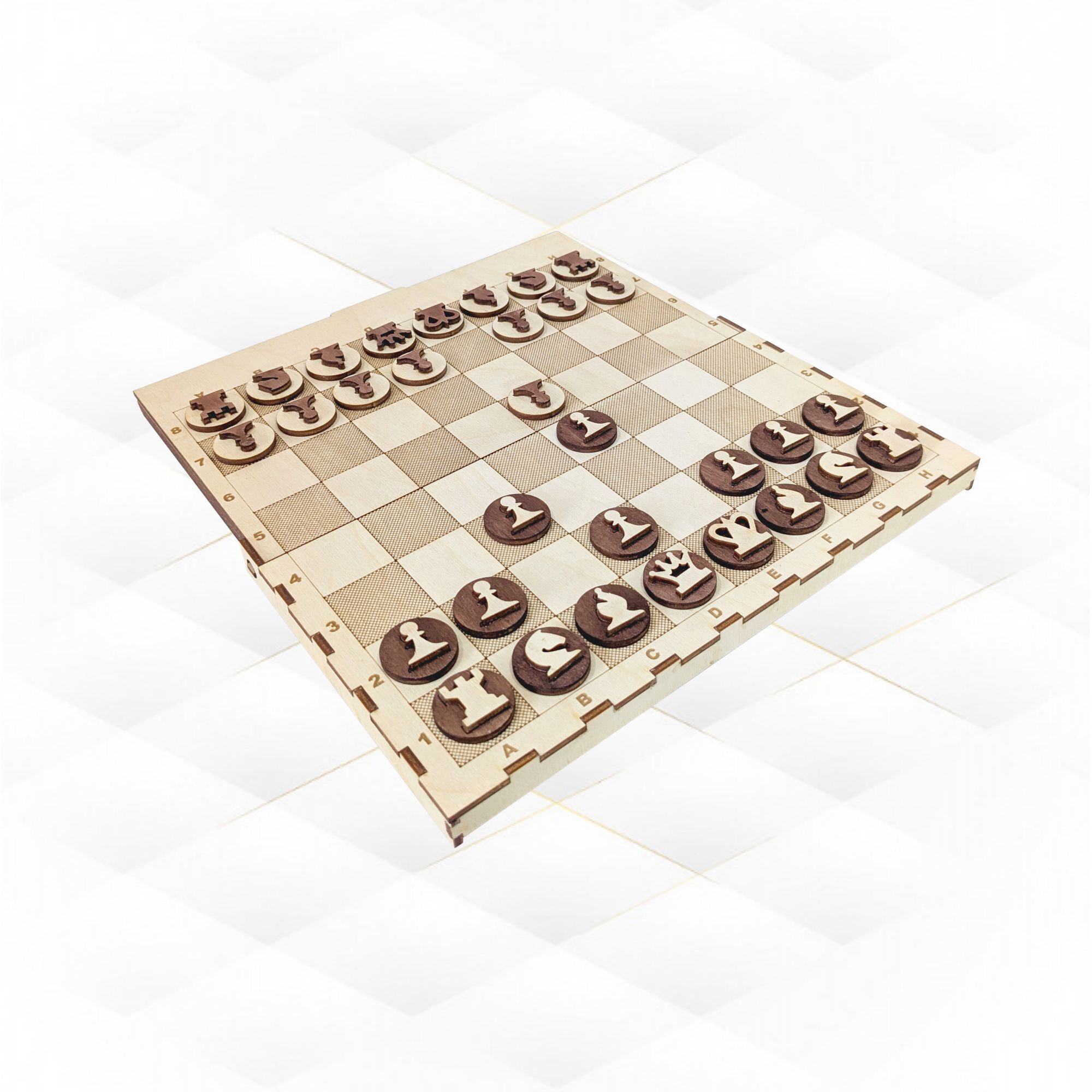 Chess set with board laser cut pattern board game 3D model 3D printable ...