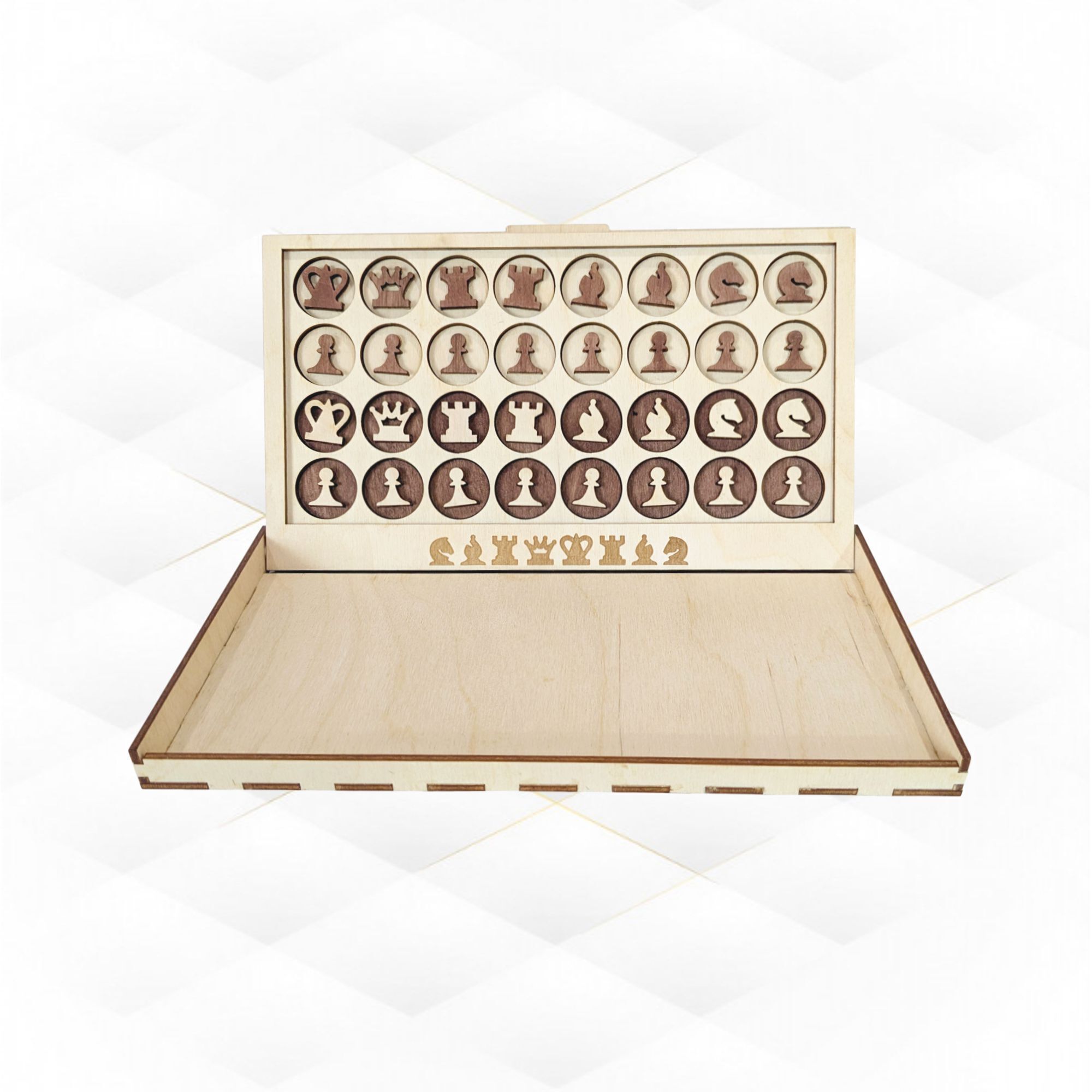 Chess set with board laser cut pattern board game 3D model 3D printable ...