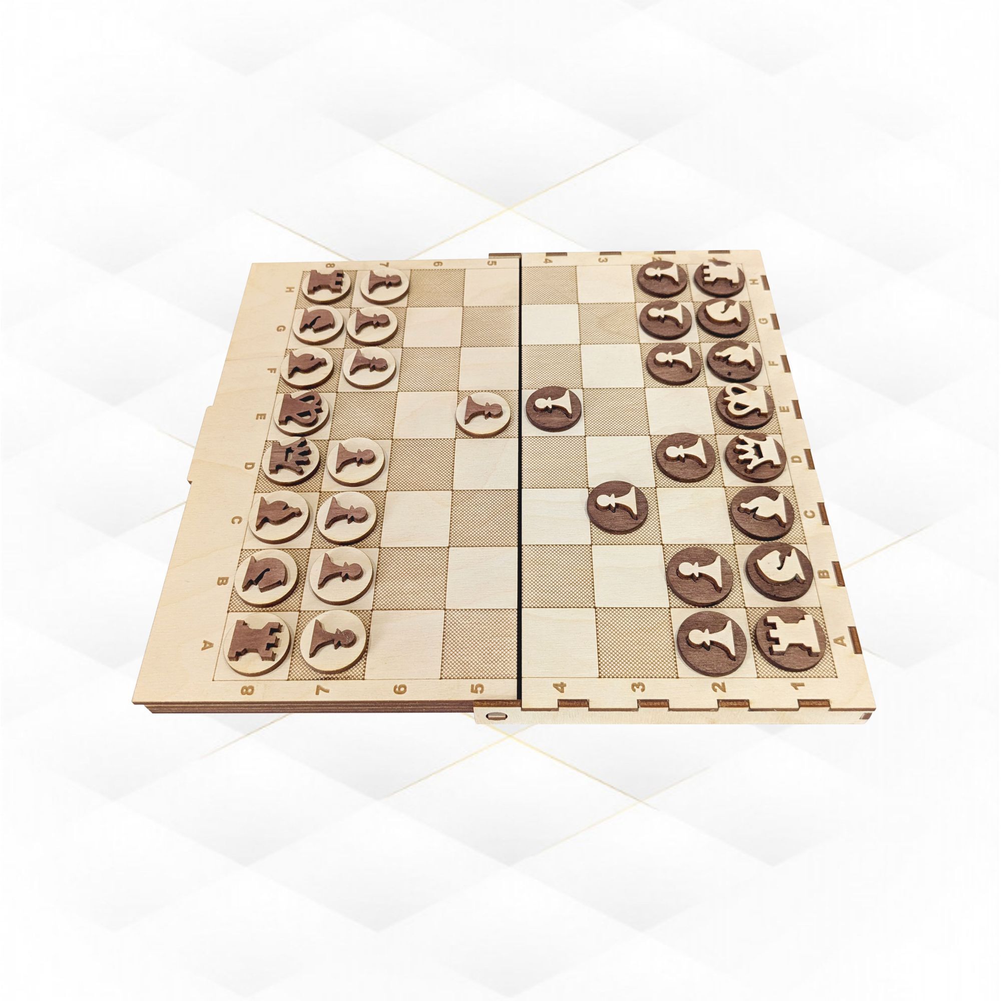Chess set with board laser cut pattern board game 3D model 3D printable ...
