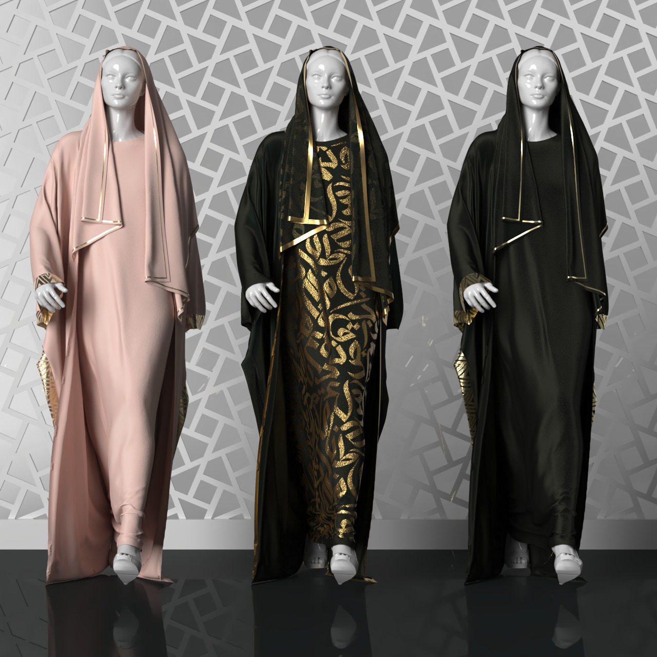 Arabic Abaya Kaftan Hijab 3D model animated | CGTrader