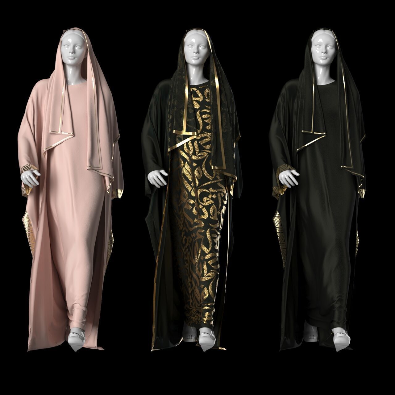 Arabic Abaya Kaftan Hijab 3D model animated | CGTrader