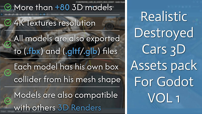 3D model Realistic Destroyed Cars 3D Assets Pack For Godot Vol 1 VR ...