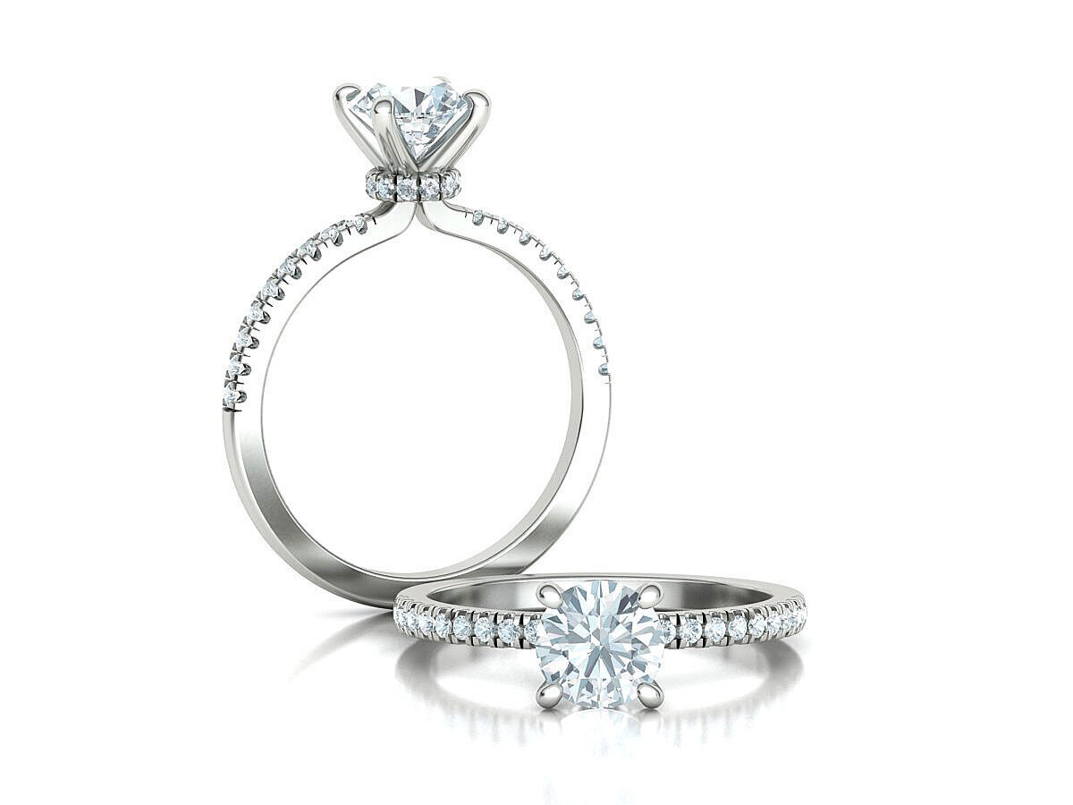 1ct Engagement Solitaire Promise Ring Under Halo design 3D model 3D ...