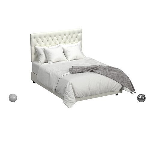 Wooden Twist Obvious Button Tufted Modernize Upholstery Bed 3D model ...