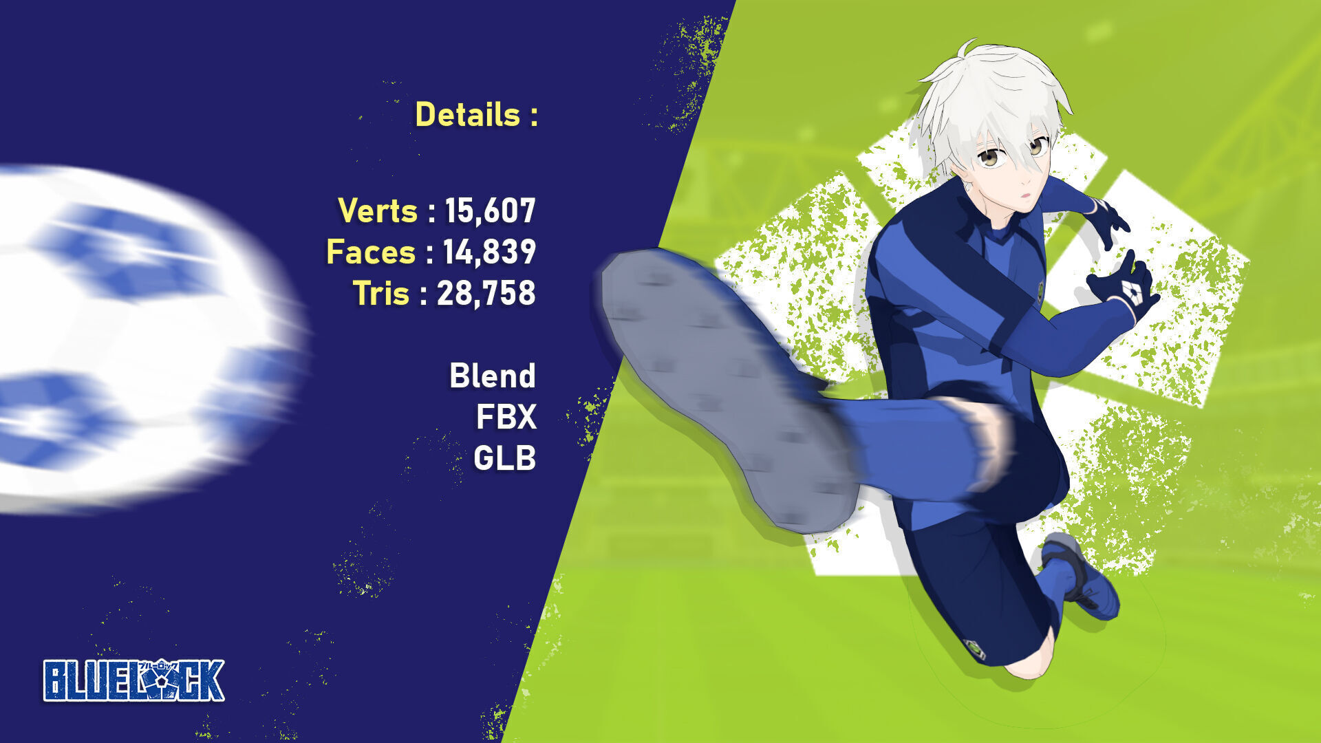 3D model Nagi Seishiro - Blue Lock VR / AR / low-poly | CGTrader