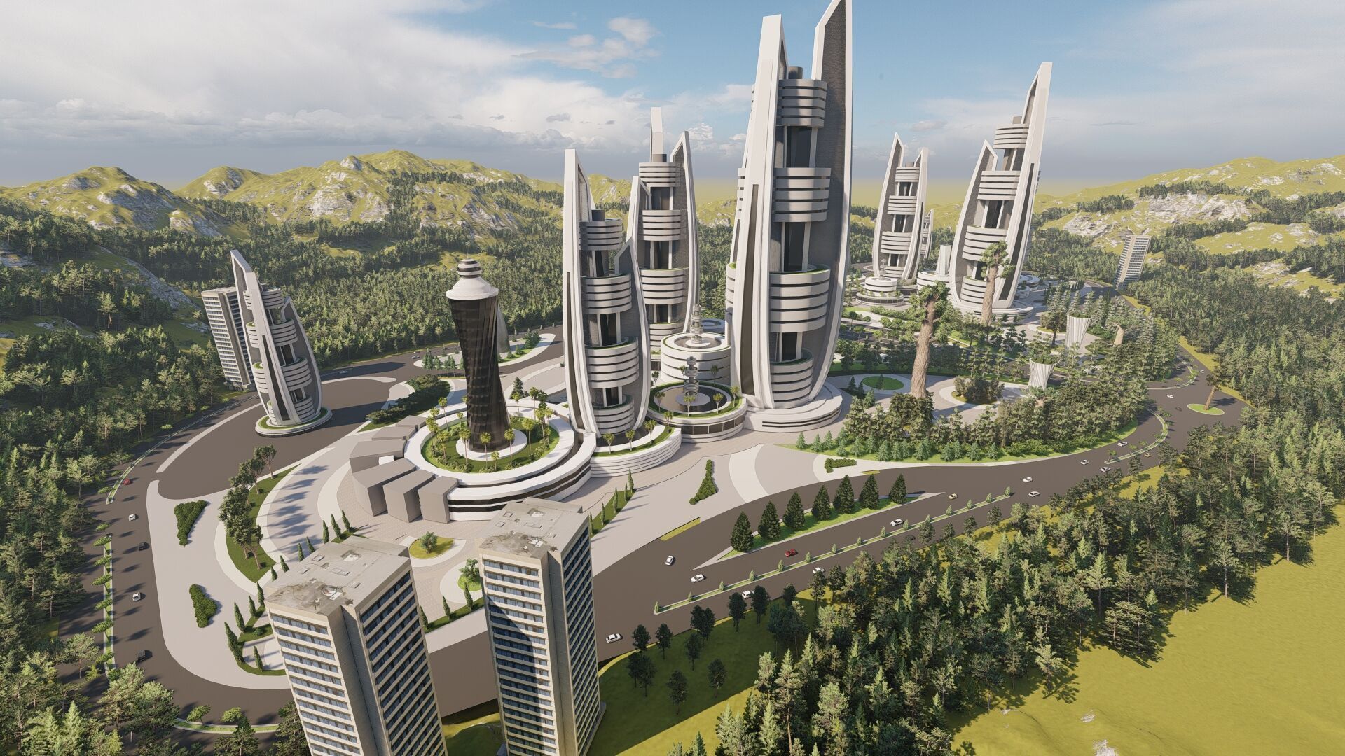 modern city- urban 3D model animated rigged | CGTrader