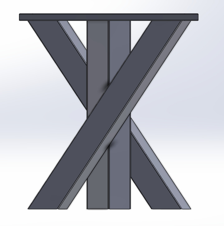 Modern X-Frame Table SolidWorks 3D Model Technical Drawings 3D model ...