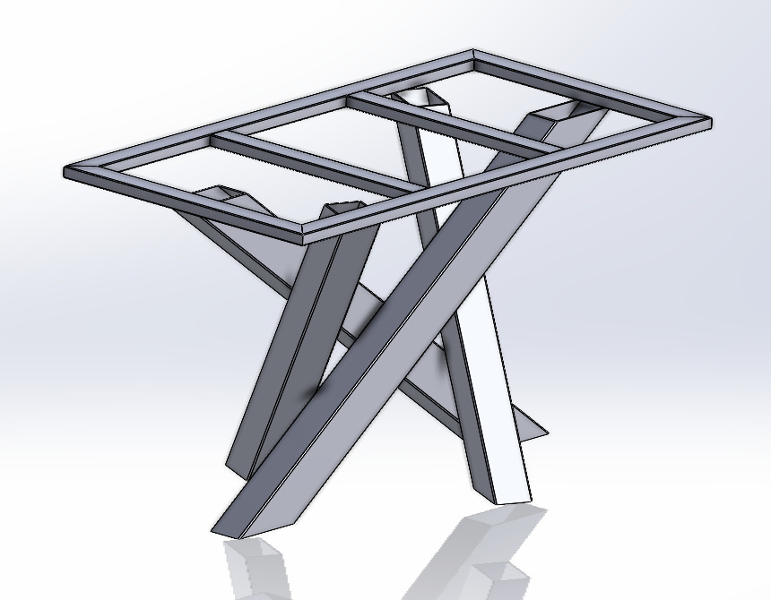 Modern X-Frame Table SolidWorks 3D Model Technical Drawings 3D model ...