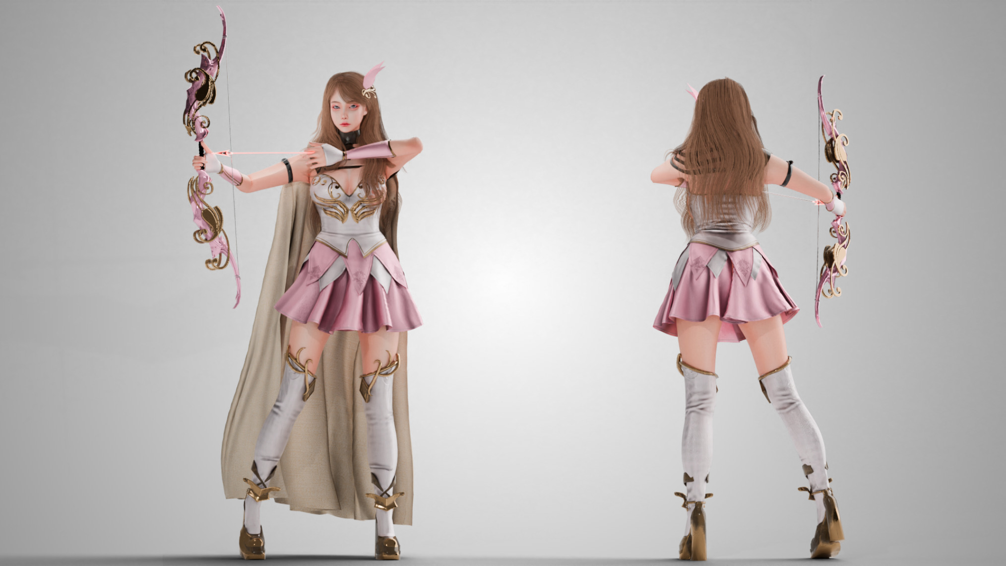 3D model Pink Archer Girl - GameReady VR / AR / low-poly | CGTrader