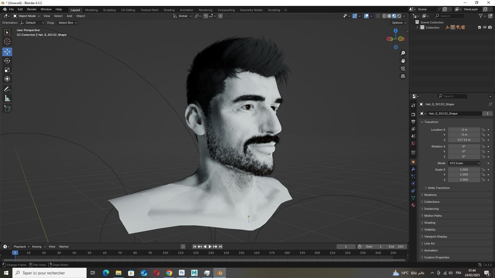 Next-Gen 3D Male Hairstyle with Beard Mustache PBR Ready free VR / AR ...