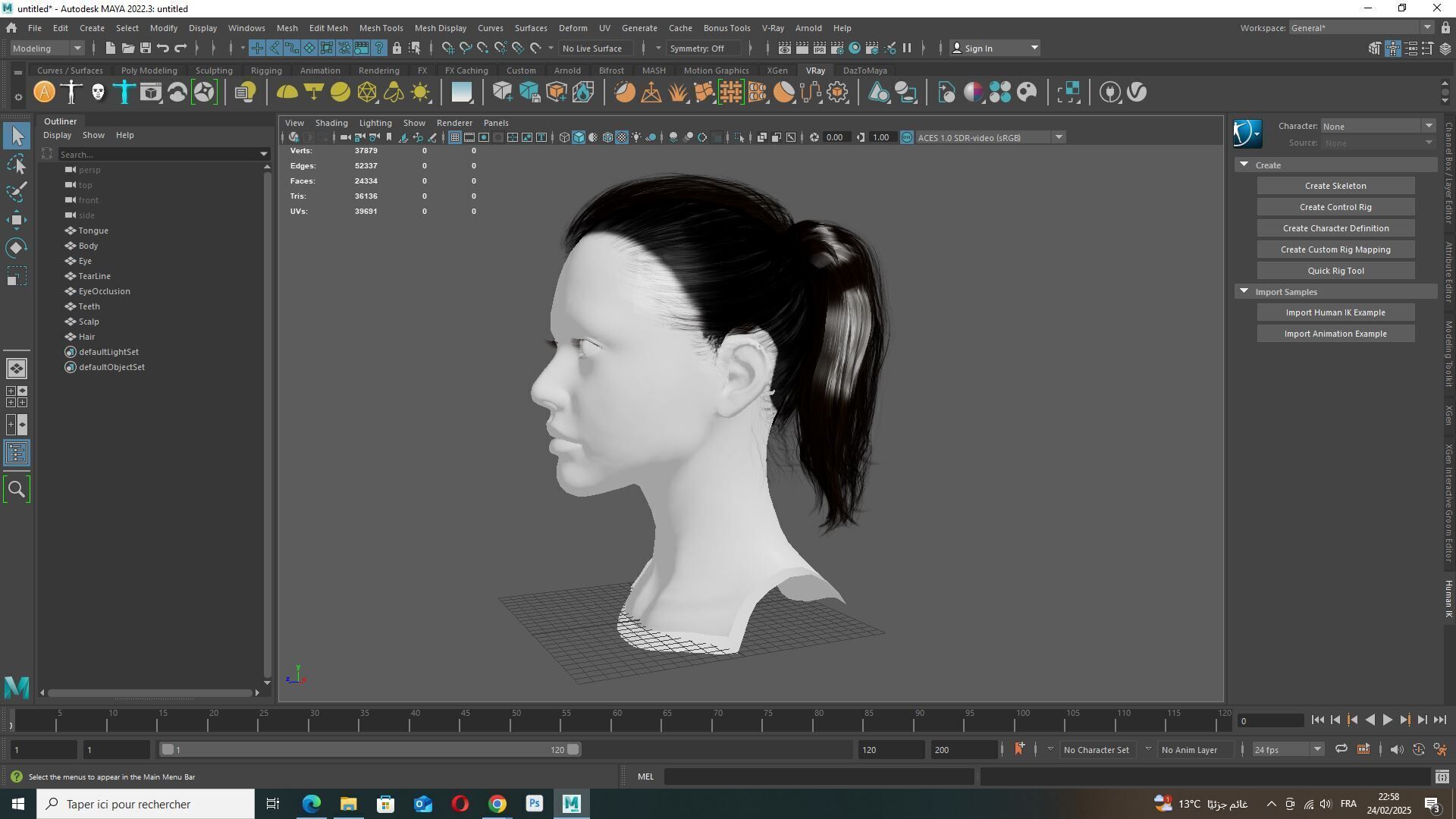 Game-Ready 3D Female Hair Realistic Ponytail Model free VR / AR / low ...