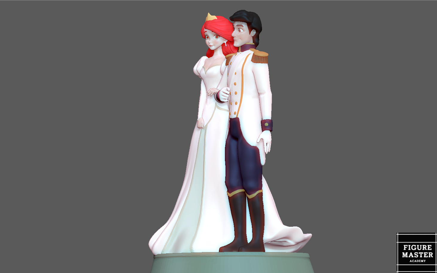 ARIEL LITTLE MERMAID WITH PRINCE ERIC WEDDING DISNEY PRINCESS 3D model ...