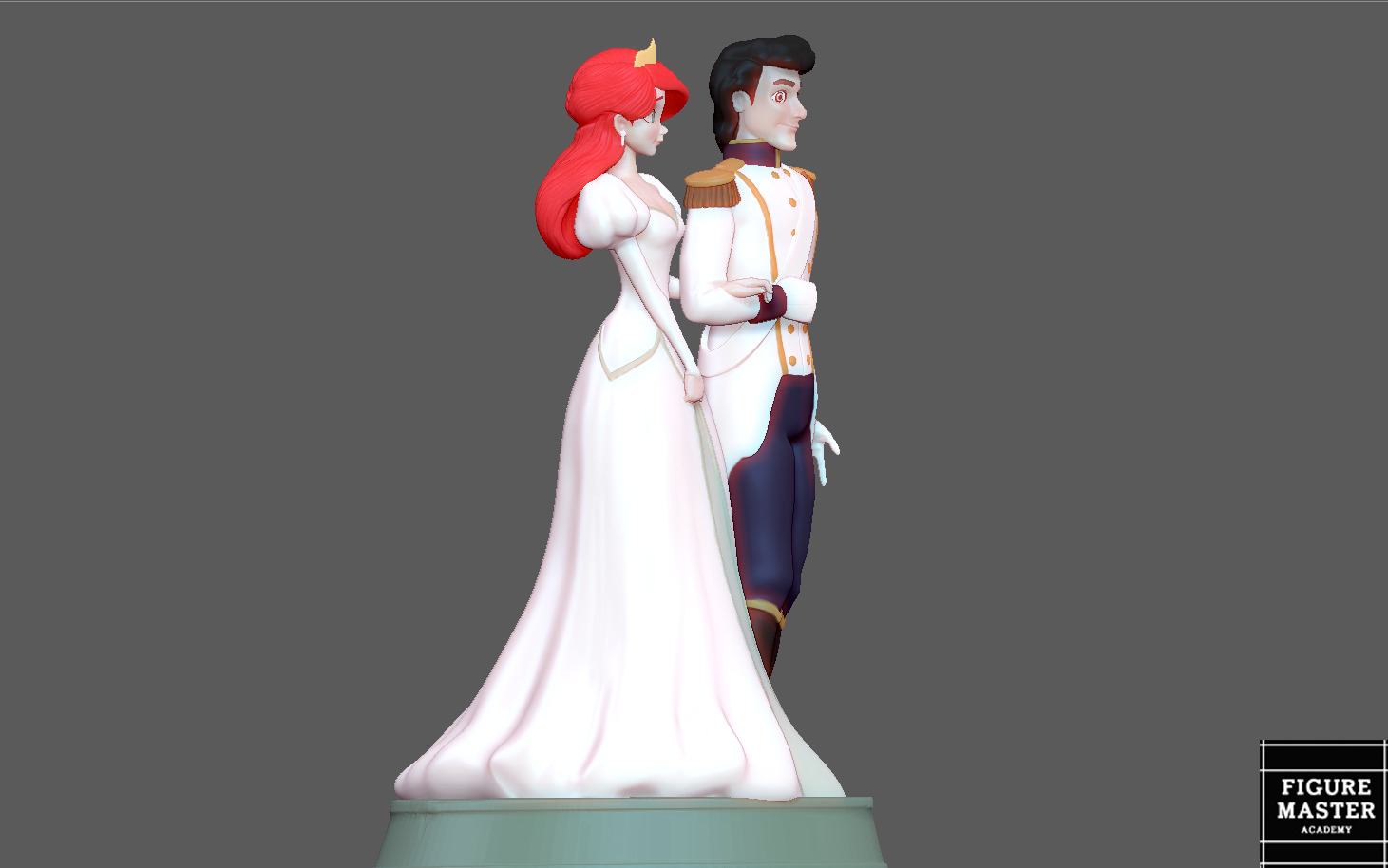 ARIEL LITTLE MERMAID WITH PRINCE ERIC WEDDING DISNEY PRINCESS 3D model ...