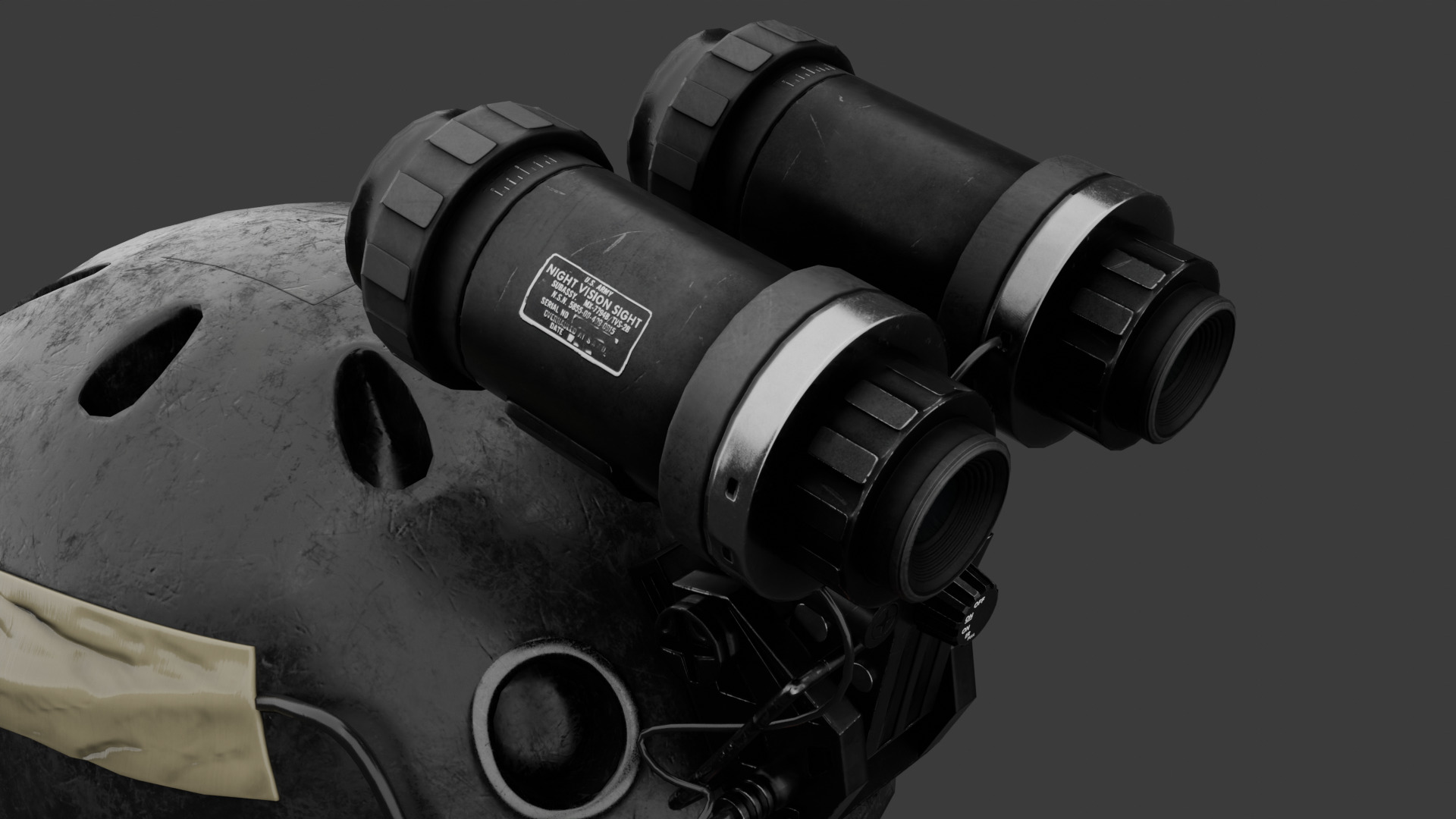 3D model Night vision and military helmet Delta force 80s 90s VR / AR ...