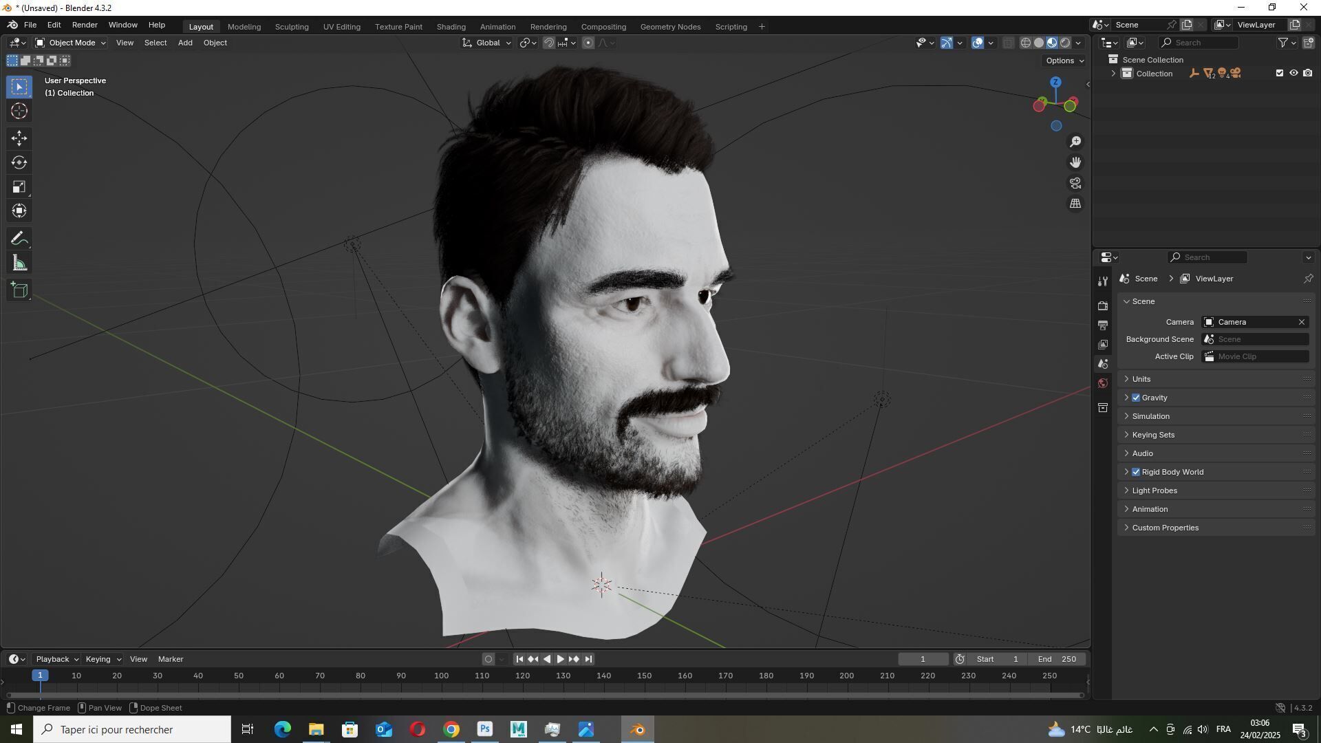 Realistic 3D Male Hair Beard Mustache Game CGI Ready free VR / AR / low ...
