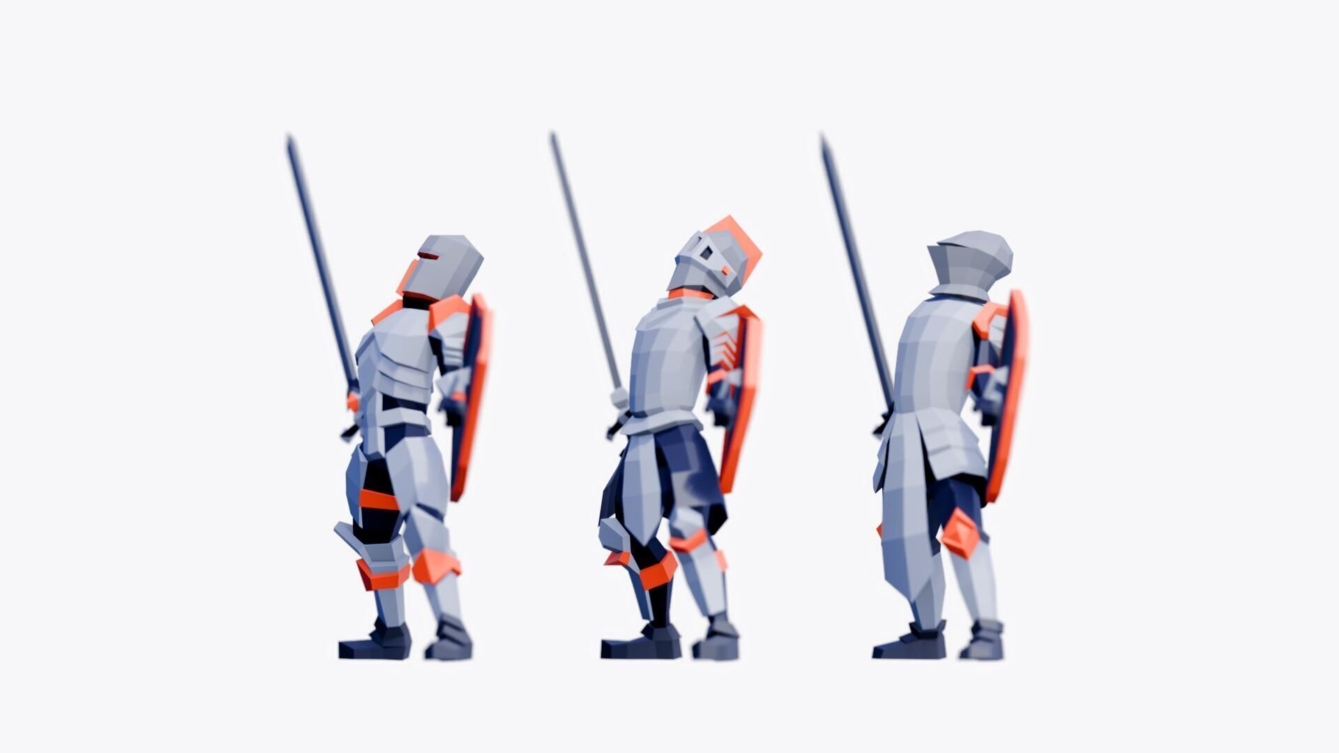 3D model Low Poly Medieval Knights - Animated and Rigged VR / AR / low ...