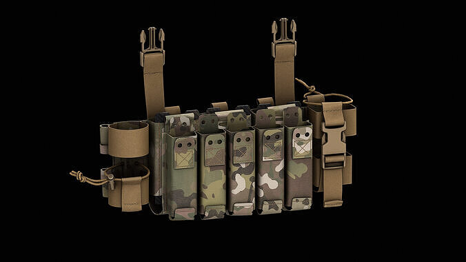 3D model DR Integrated Placard and 5x Handgun Magazine Pouch VR / AR ...