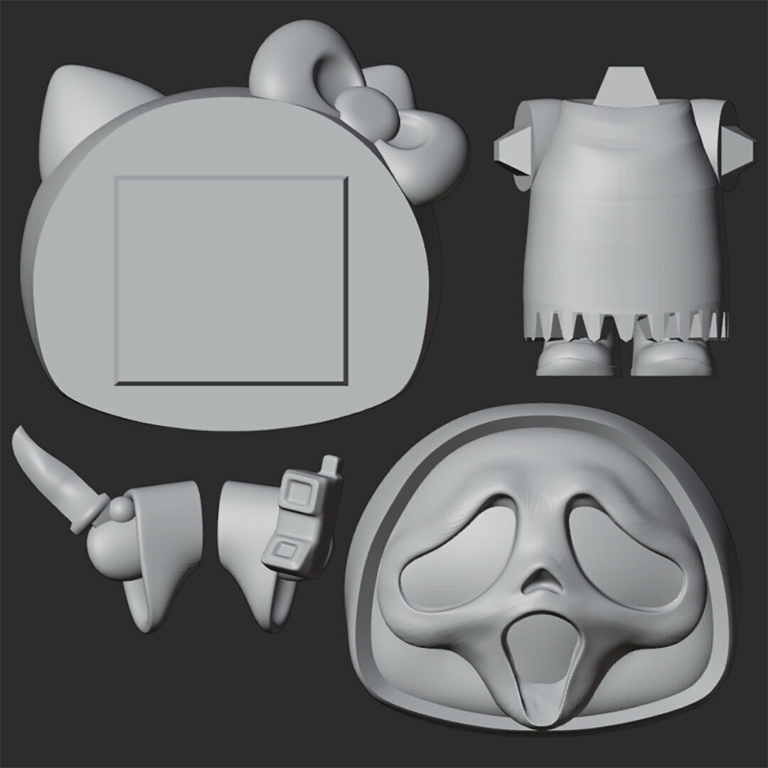 HELLO KITTY GHOSTFACE - SCREAM 3D model 3D printable | CGTrader