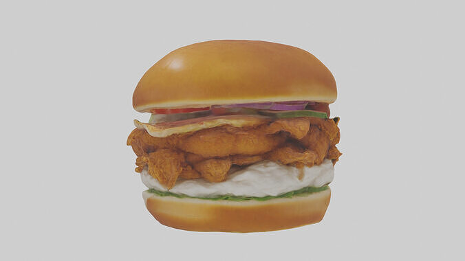 Fried chicken sandwich model 3D model | CGTrader