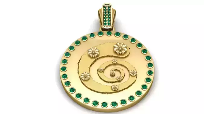 EMERALD COIN DIAMOND PENDANT 3D PRINTABLE MODEL 3D model 3D printable ...