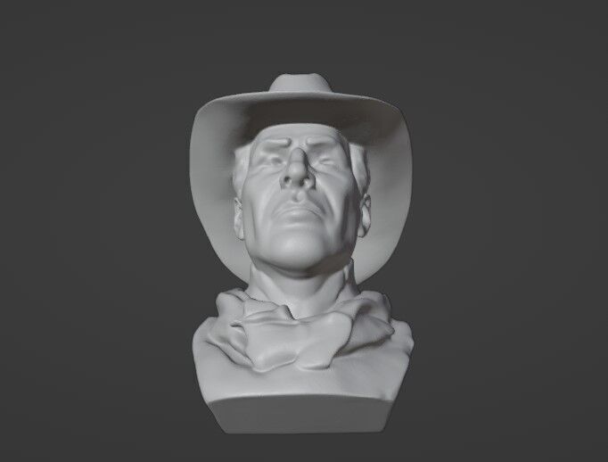 bust statue of John Wayne wearing a cowboy hat 3D model 3D printable ...