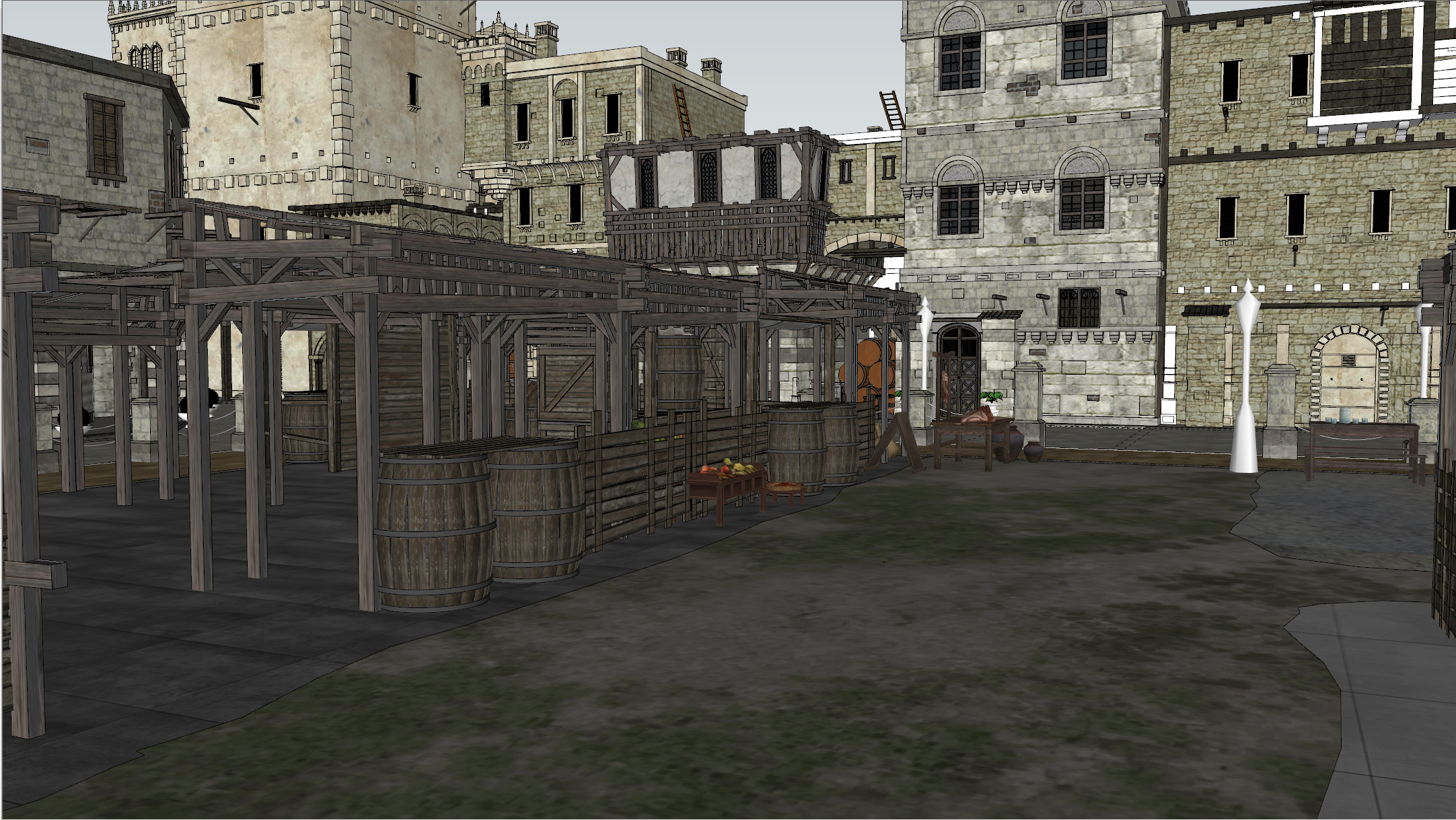 3D model Ancient City Bundle 3D Model of Rome Bazaar City VR / AR / low ...