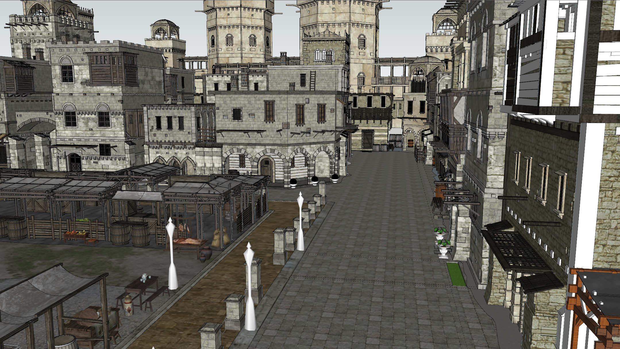 3D model Ancient City Bundle 3D Model of Rome Bazaar City VR / AR / low ...