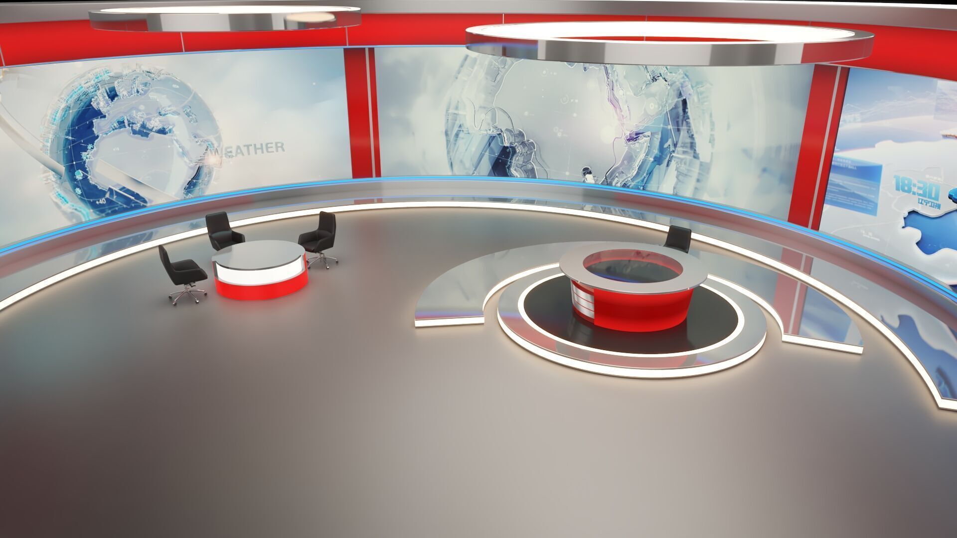 TV Studio News Set 3D model | CGTrader