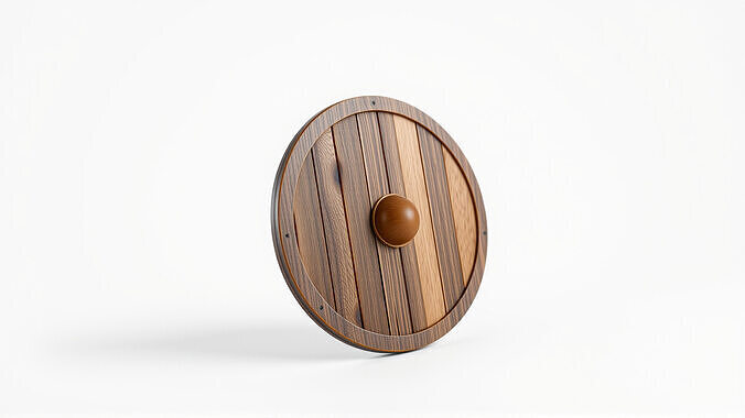3D model Medieval Round Wooden Shield with Metal Trim VR / AR / low ...