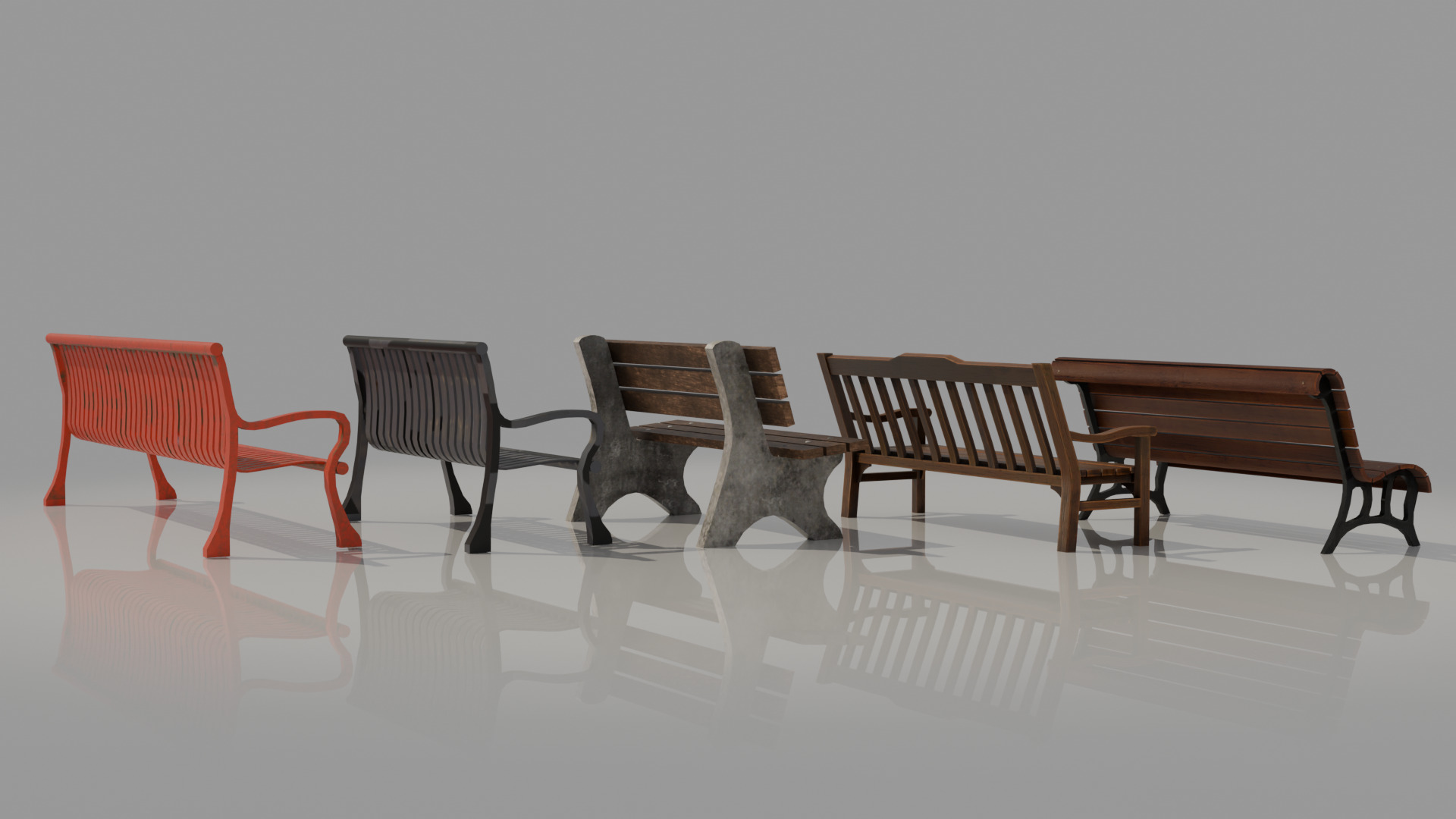 3D model Park Benches 3d model pack - game ready VR / AR / low-poly ...