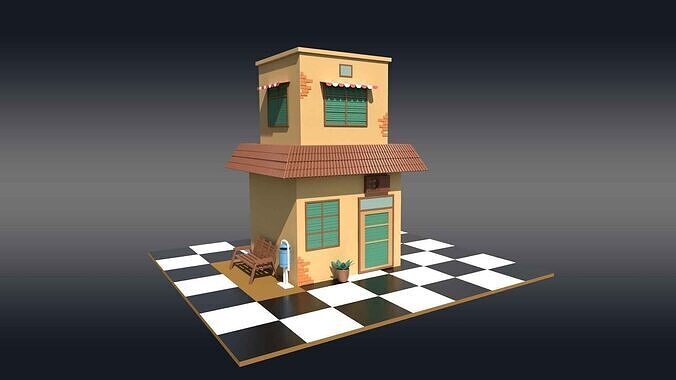 Cartoonish House Building free VR / AR / low-poly 3D model | CGTrader