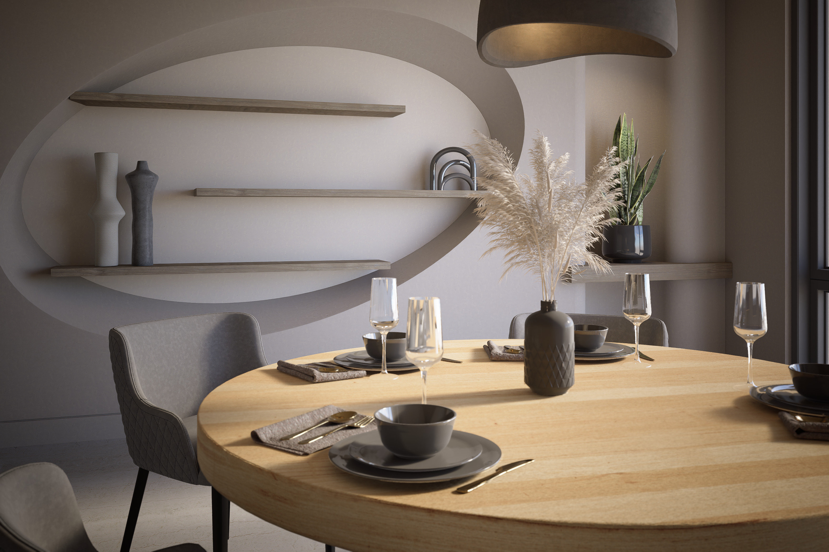 Wabi-sabi Dining room Interior Scene 3D model | CGTrader