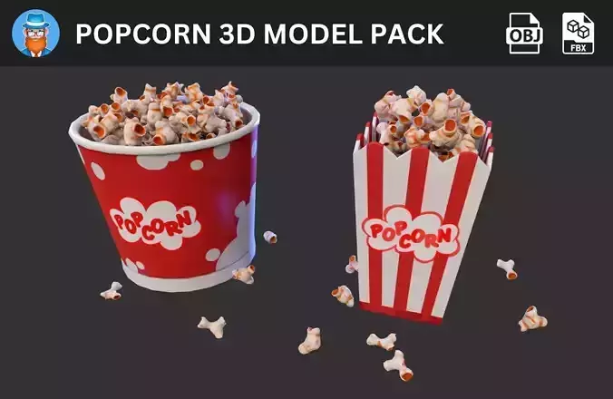 Popcorn 3D Model Pack 3D model | CGTrader
