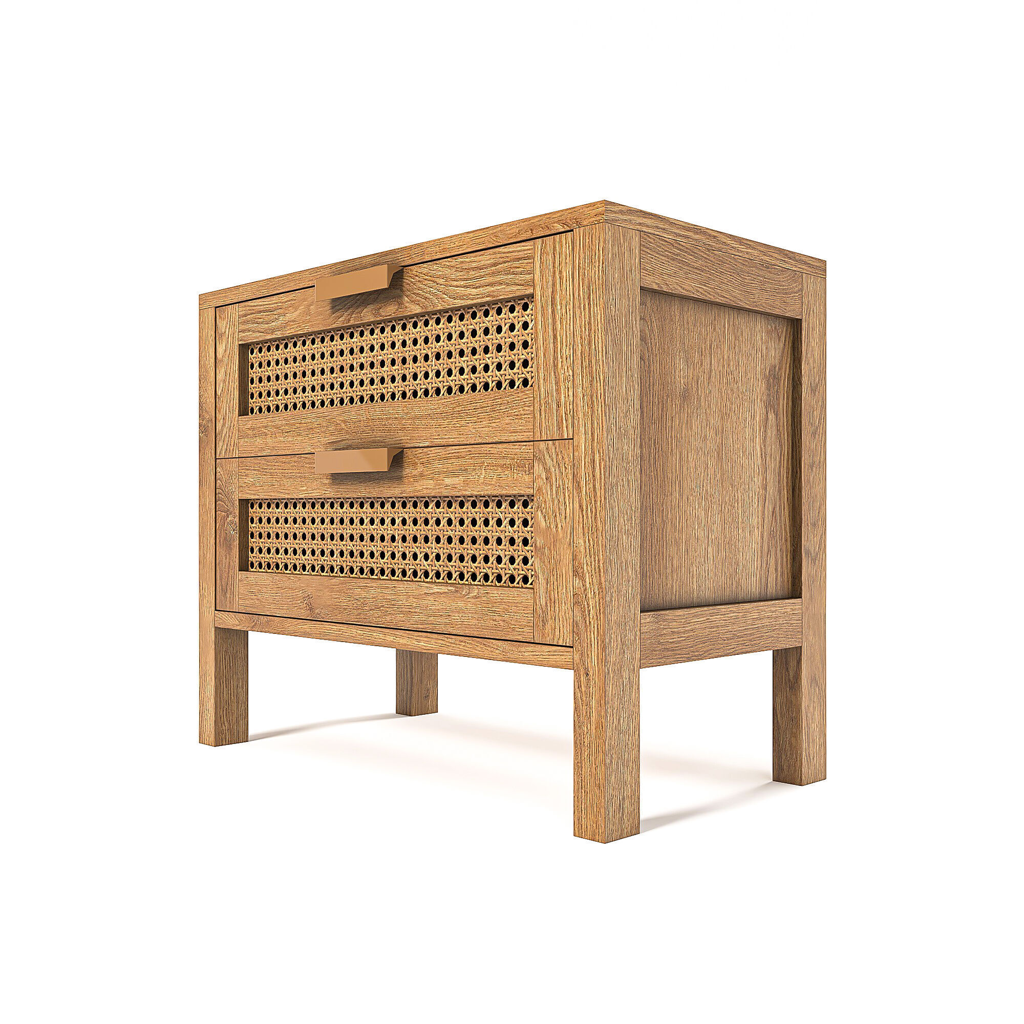 Bedside Table with Rattan Drawer MayLea PBR 3D model | CGTrader