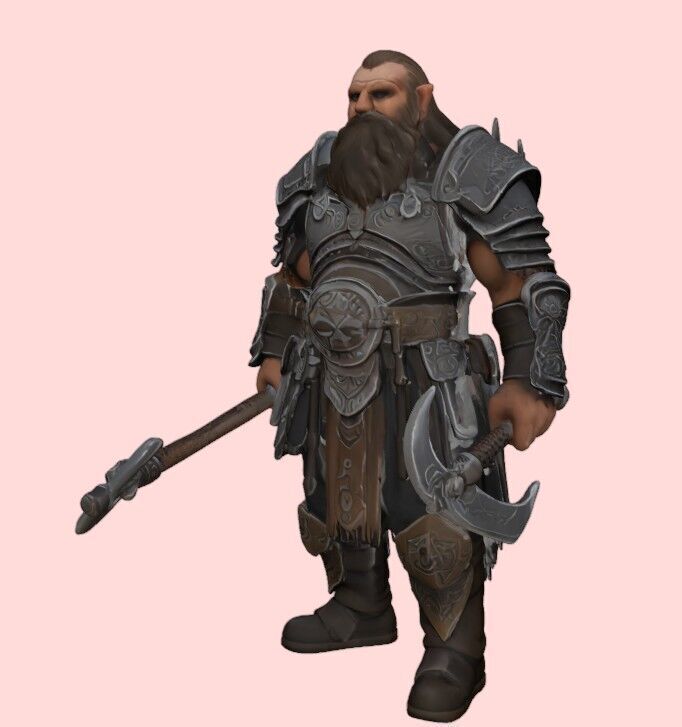 Dwarven Warrior with Dual Axes free 3D model 3D printable | CGTrader