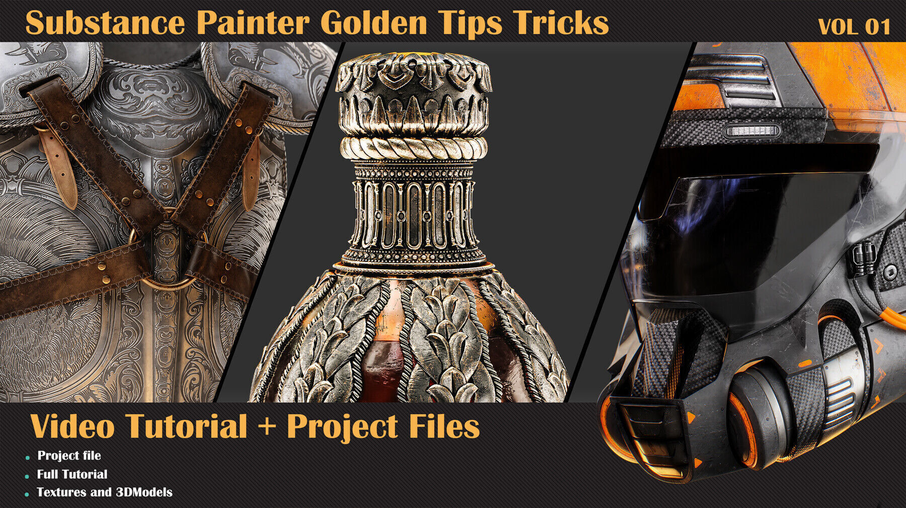 Substance Painter Golden Tips Tricks Tutorial and Project File 3D model | CGTrader