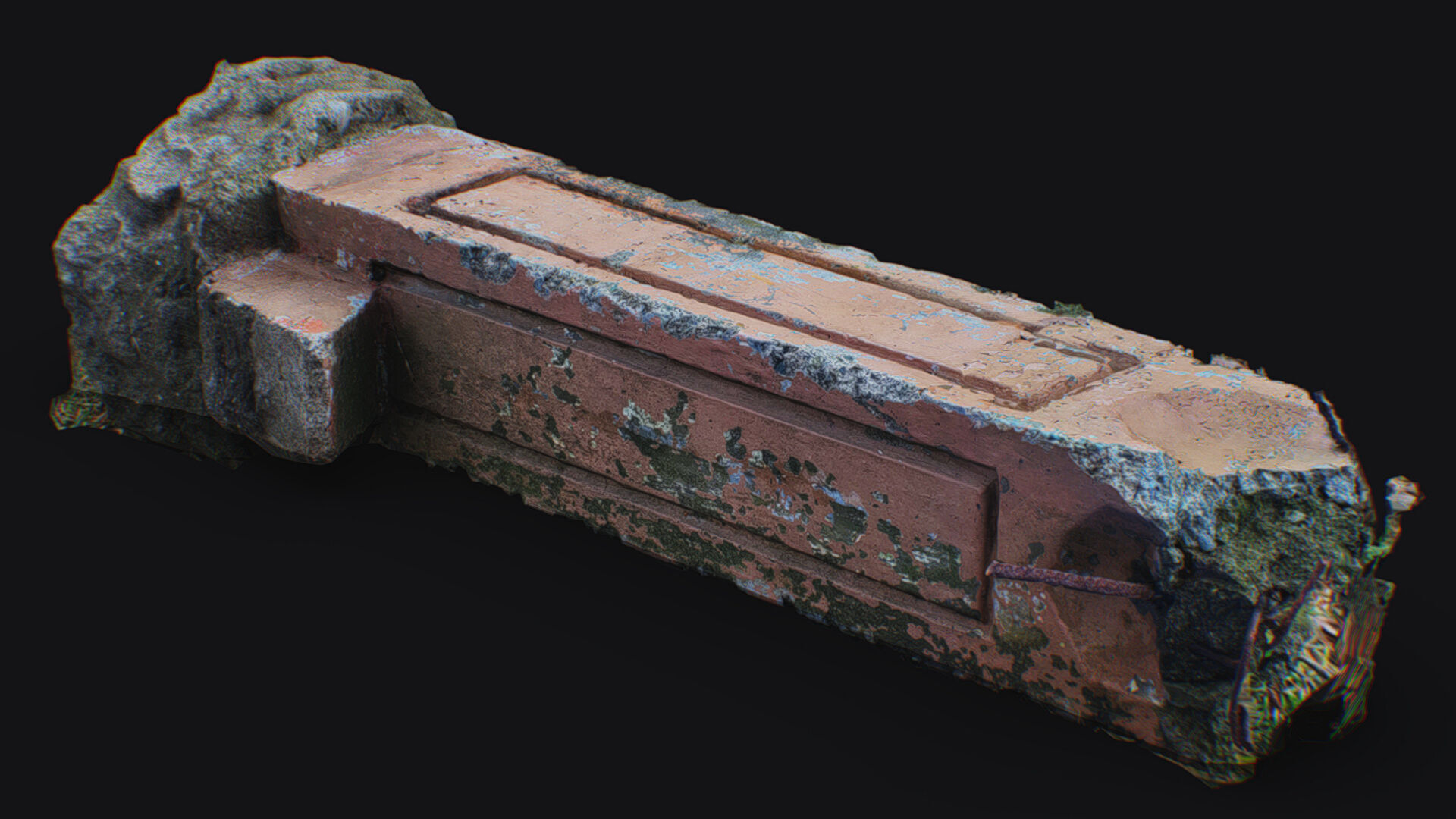 Old Concrete Railing Post Destroyed Beam Peeling Structure 3D model ...