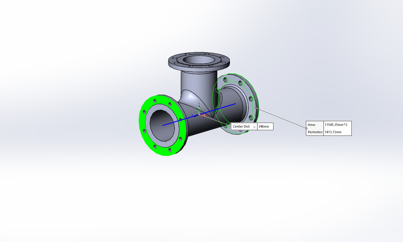 SolidWorks 3D CAD Model - Flanged Pipe Tee Fitting 3D model 3D ...