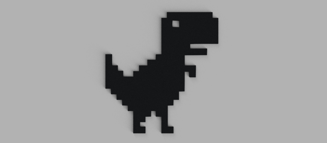 Pixelated Dinosaur Game Google Logo Wall Picture 3D model 3D printable ...