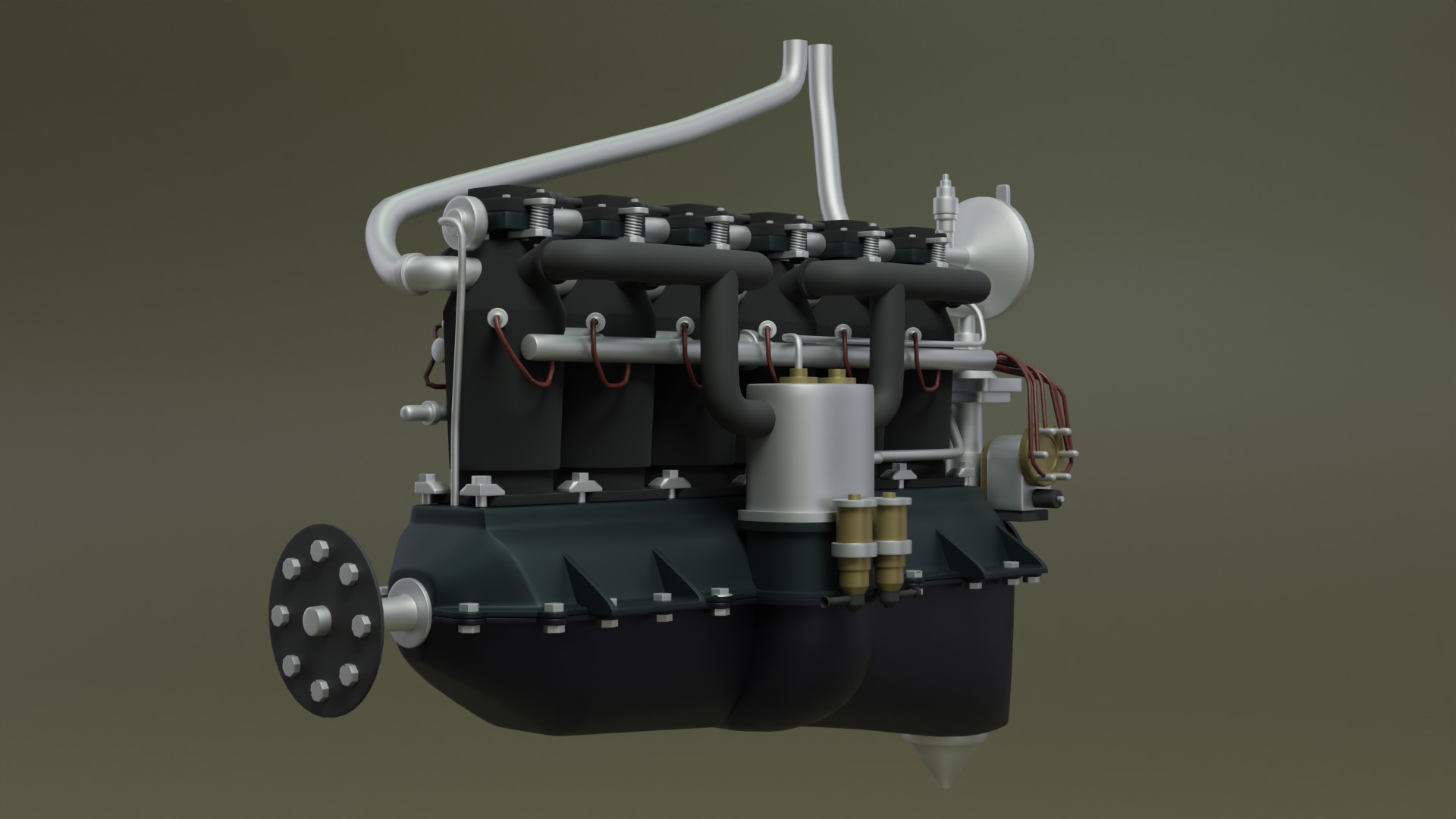 Mercedes DIII Vintage Aircraft Engine 3D model | CGTrader