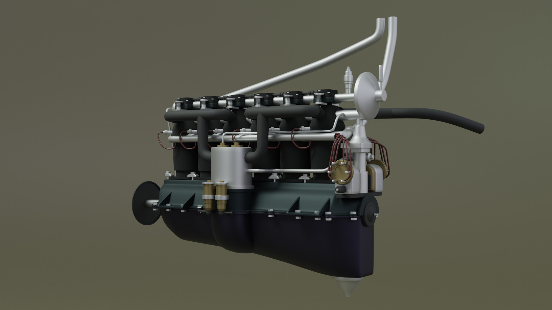 Mercedes DIII Vintage Aircraft Engine 3D model | CGTrader