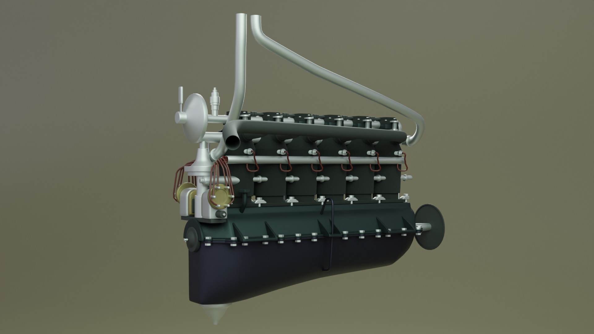 Mercedes DIII Vintage Aircraft Engine 3D model | CGTrader