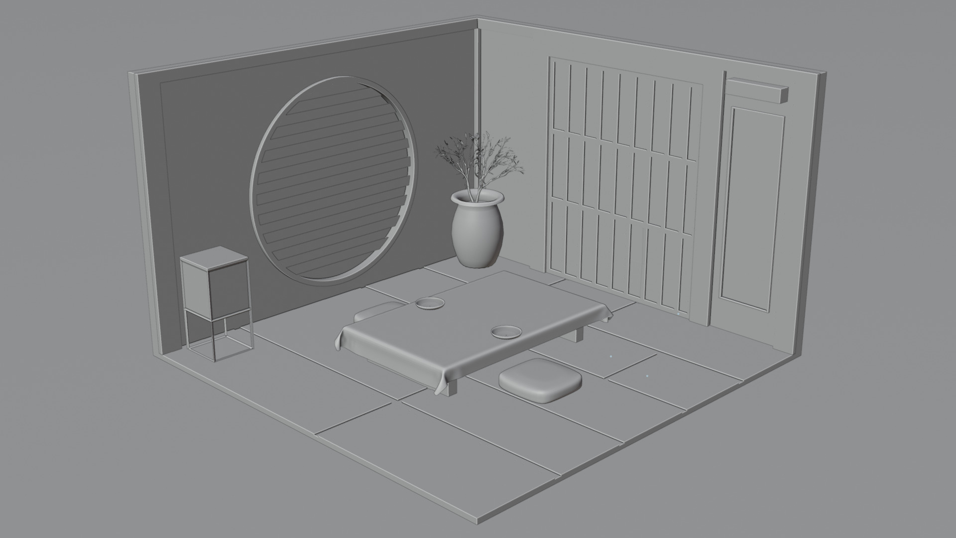 Traditional Japanese Room 3D Render free VR / AR / low-poly 3D model ...