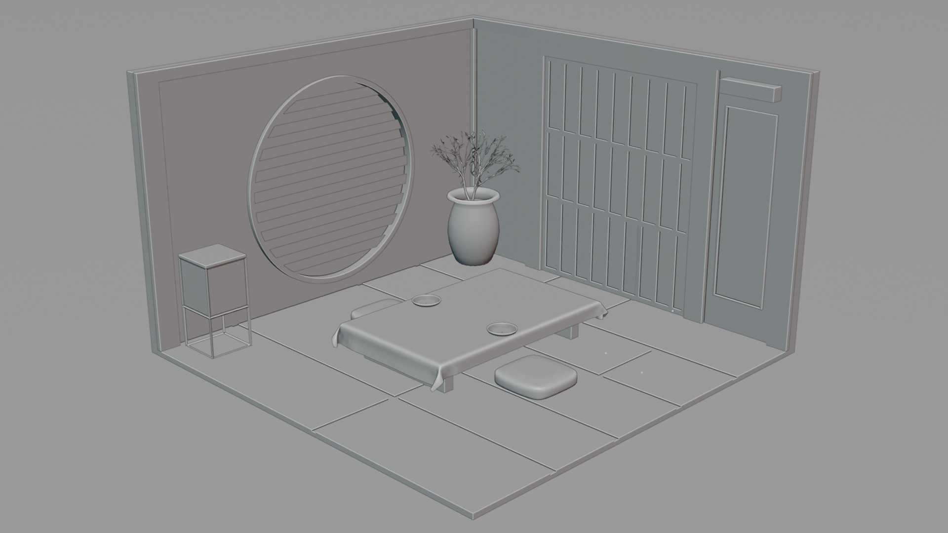 Traditional Japanese Room 3D Render free VR / AR / low-poly 3D model ...