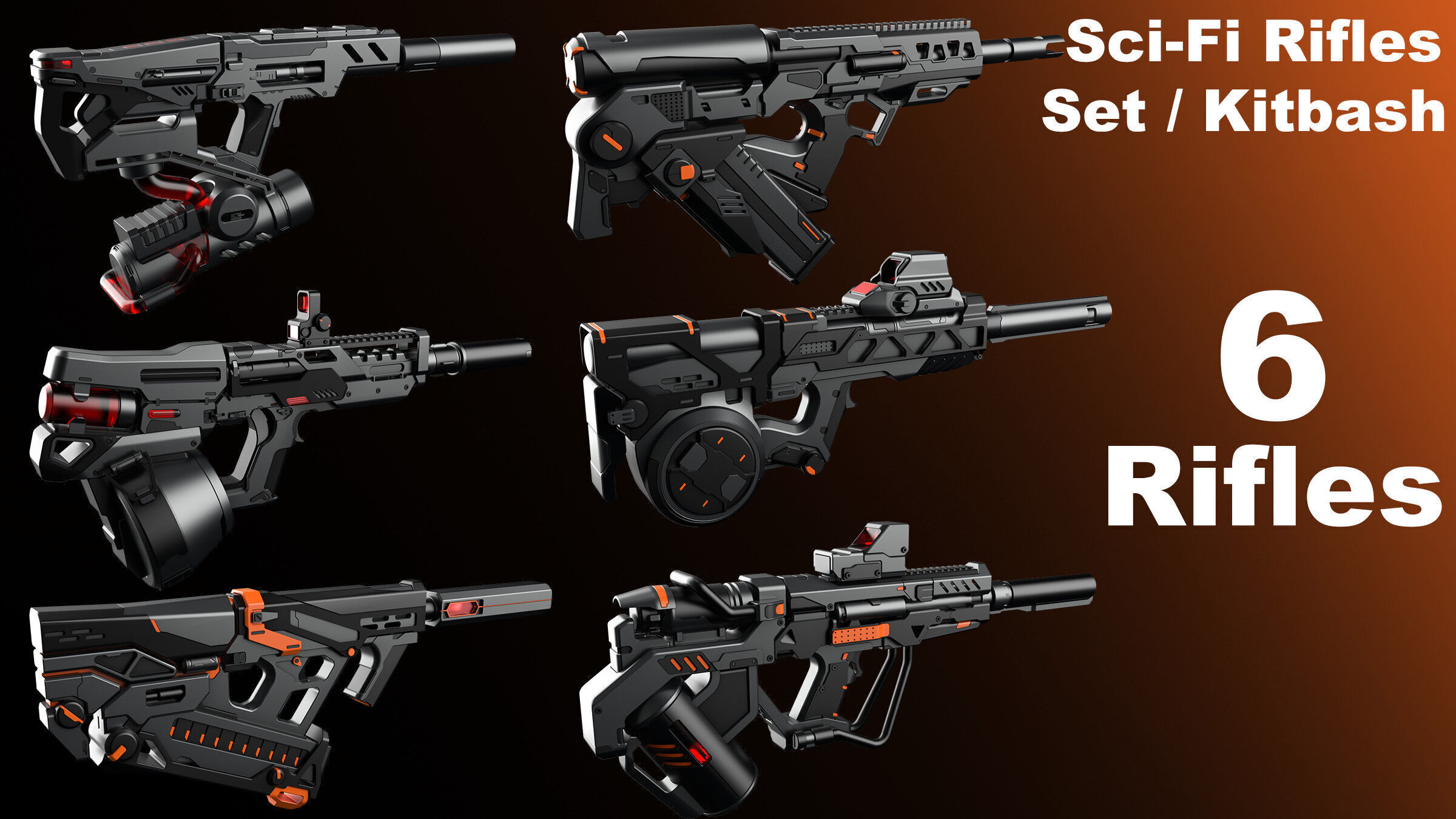 Sci-Fi Rifles Set Alpha 3D model | CGTrader